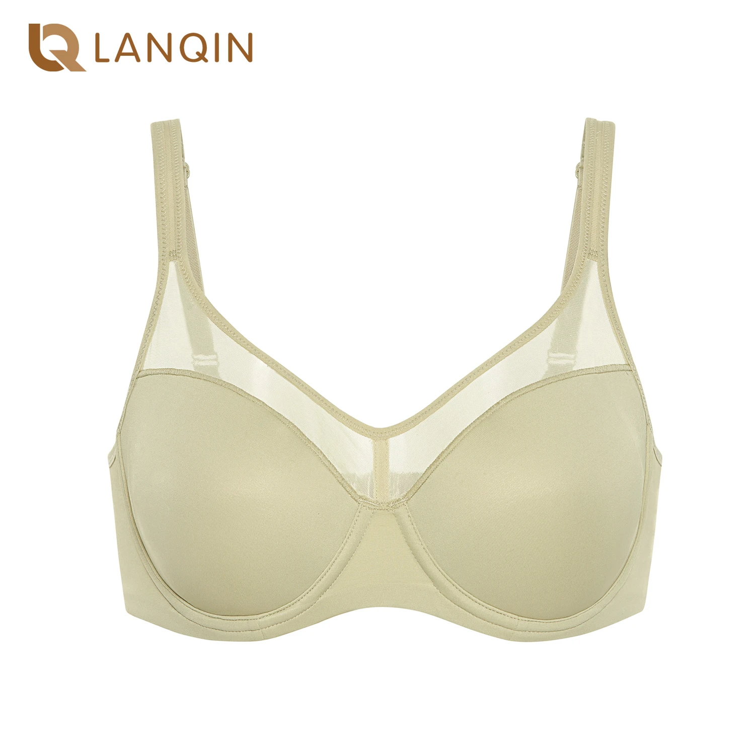 Full Coverage Support Bra Lightly Padded Sheer Underwire Wide Padded ...