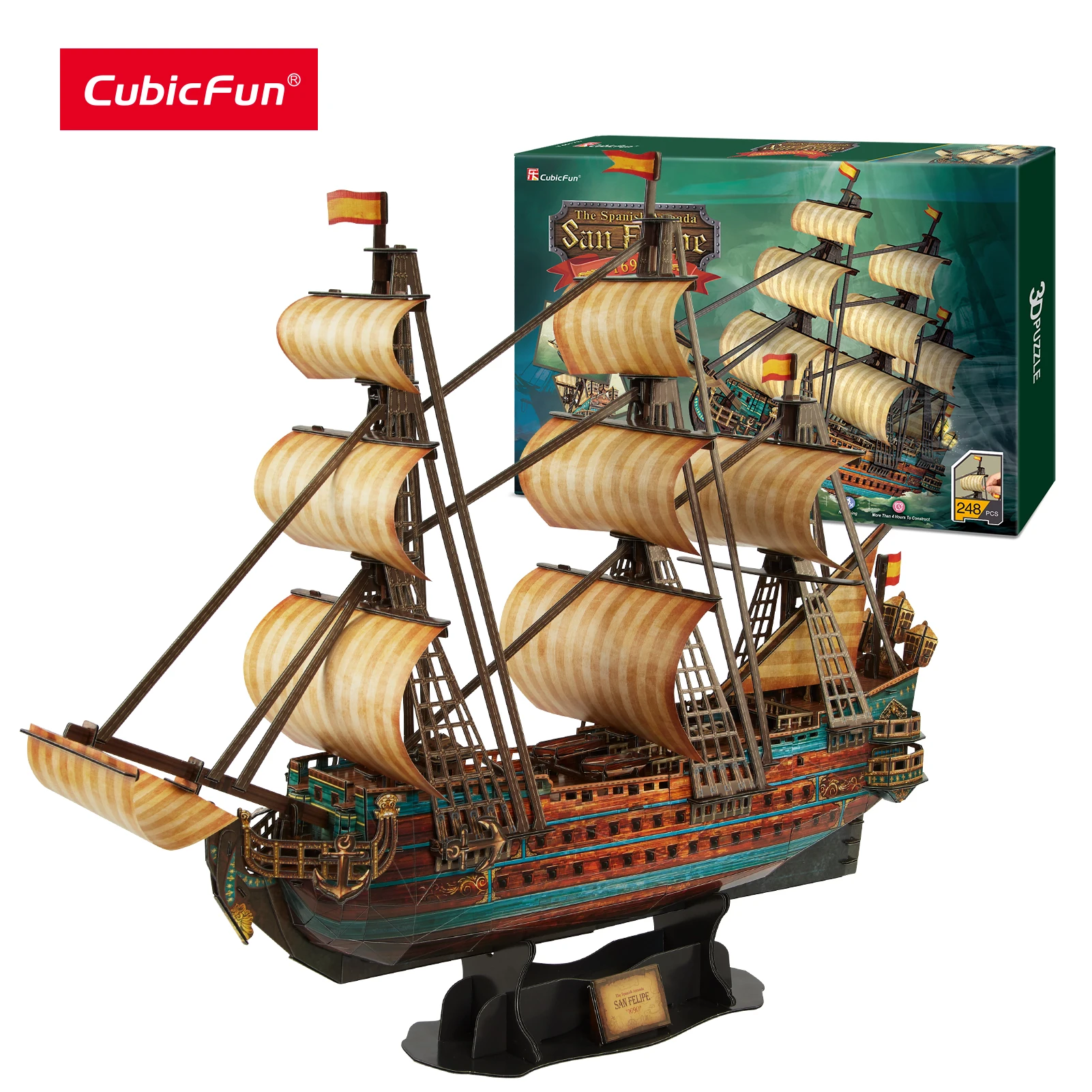 CubicFun-3D-Puzzle-The-San-Felipe-Ship-Model-Kits-25-6-Sailboat-248-Pcs ...
