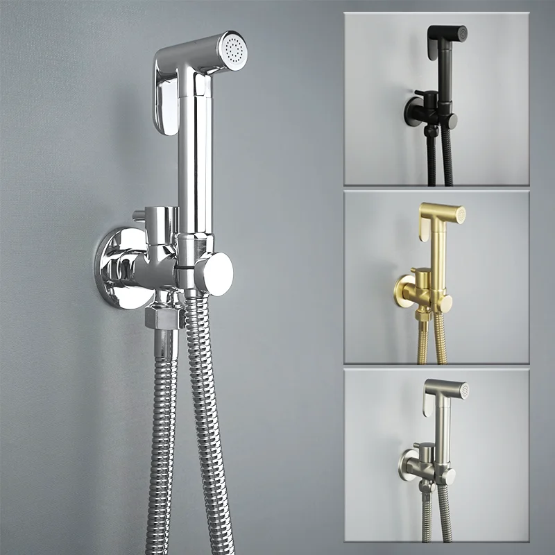 Wall Mounted Toilet Shower Bidet Faucet Set Chrome/Black/Brushed Gold ...