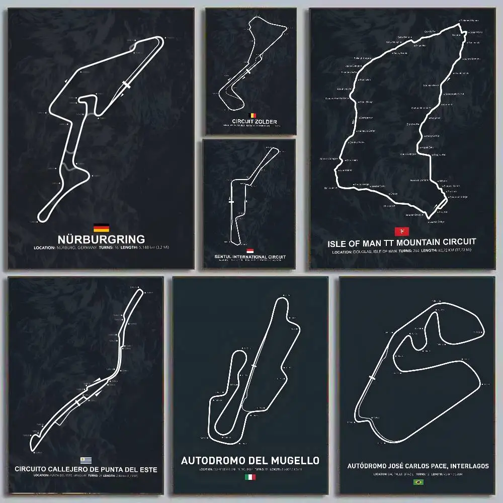 famous Formula Track Map Poster Art With Prints Home bedroom living ...
