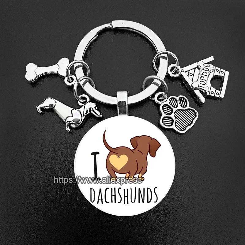 I-Love-Dachshund-Keychain-Cute-Animal-sausage-dog-Keychain-I-Love-My ...
