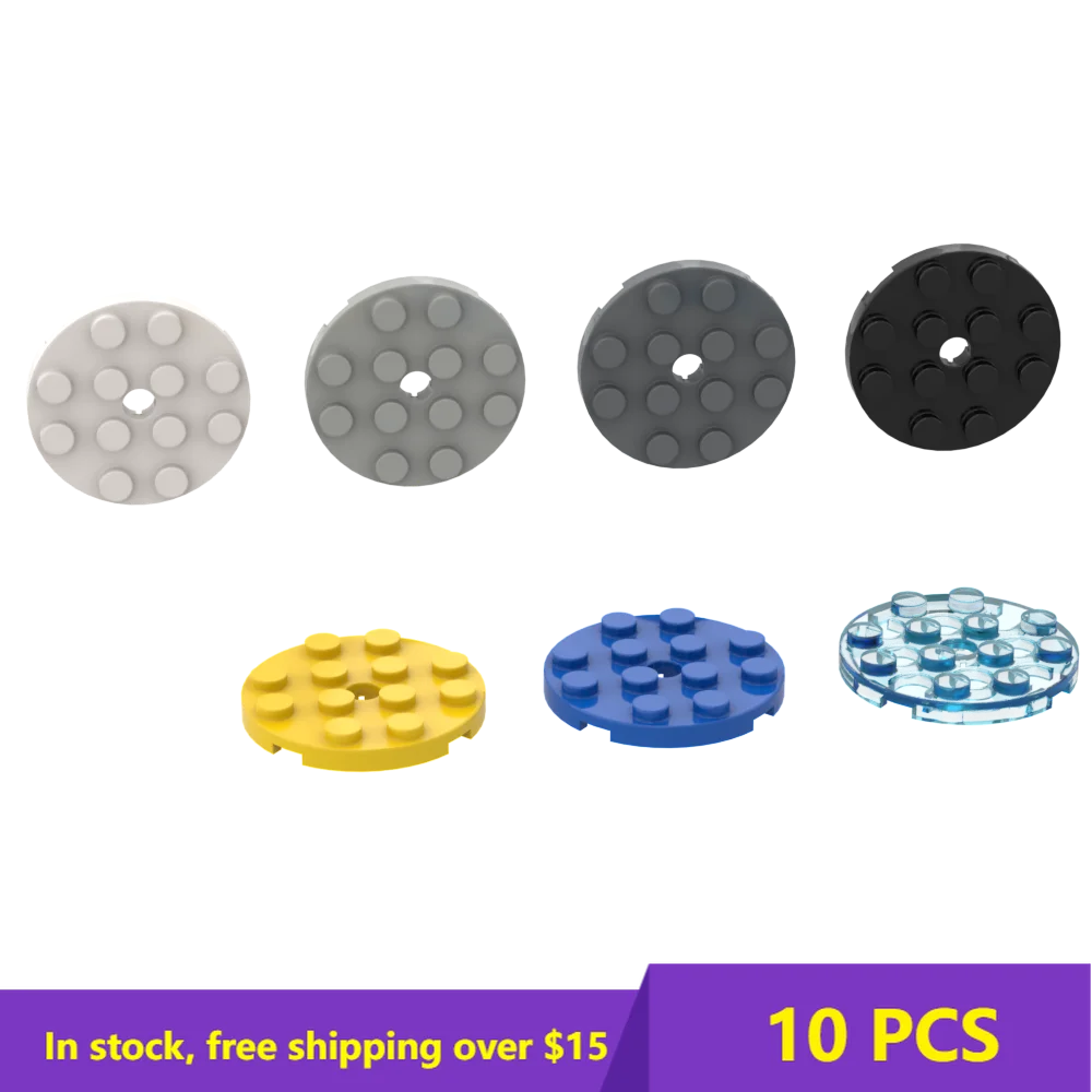 10pcs-MOC-DIY-60474-Plate-Round-4-x-4-with-Pin-Hole-For-Building-Blocks ...