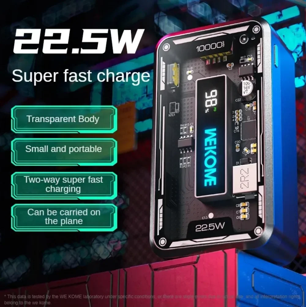 10000mAh-Transparent-Mecha-Luminous-Power-Bank-Fast-Charging-Digital ...