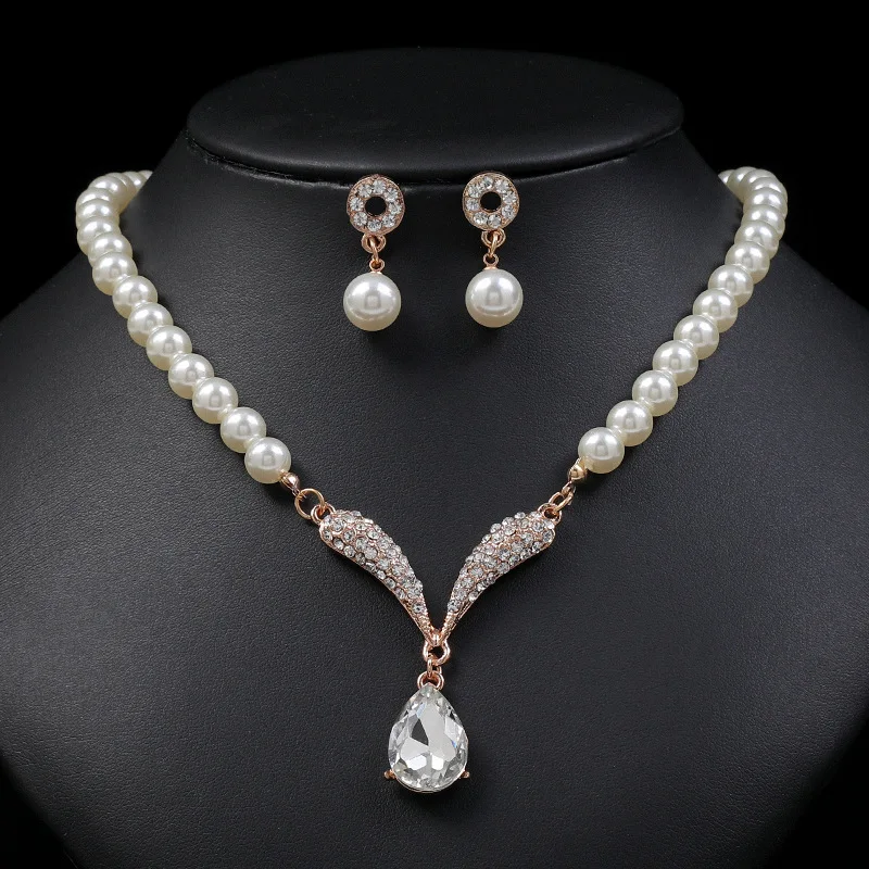 BLIJERY-Bride-Silver-Color-Jewelry-Set-for-Women-Wedding-Necklace-Pearl ...