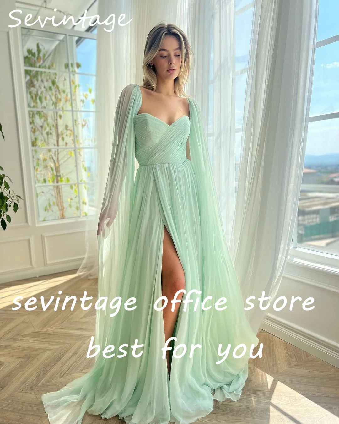 Mint Green Chiffon Prom Dress