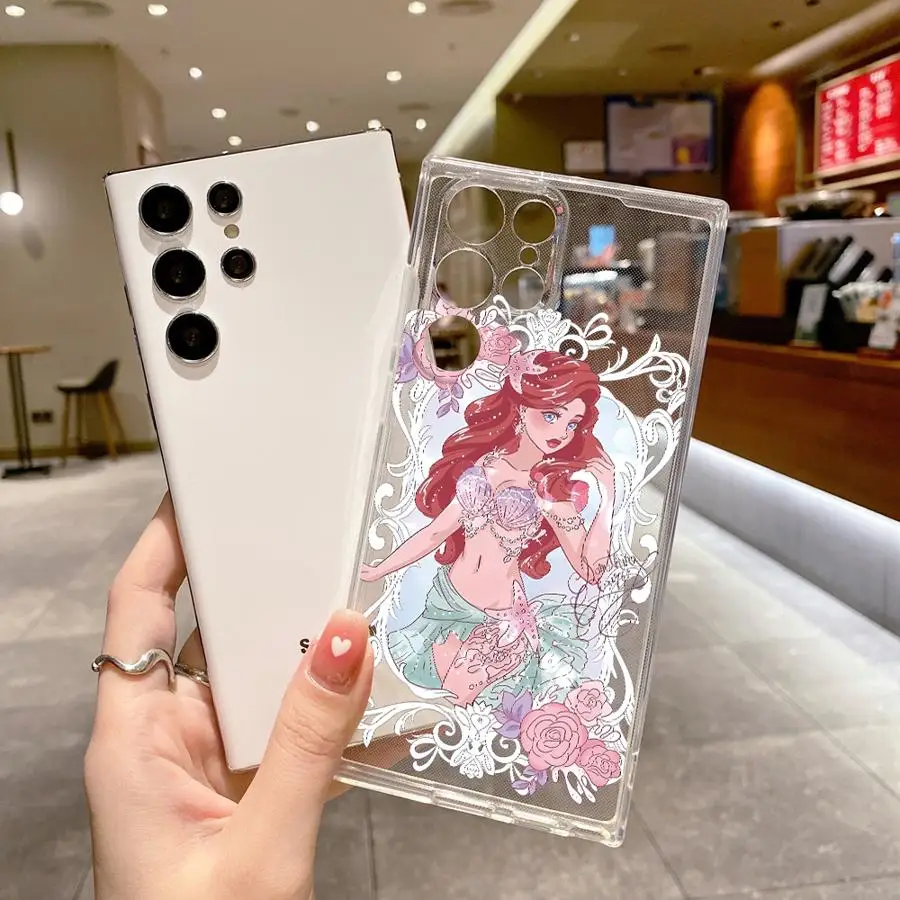 Disney Princess Ariel Flower Clear Soft Case for Samsung Galaxy S24 S25 ...