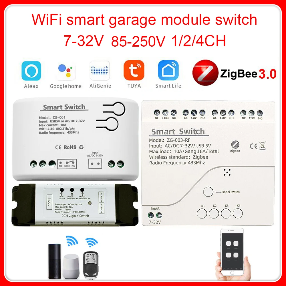 Tuya Zigbee Smart Motor Relay Switch 1CH DC 12V 24V 220V Smart Home ...