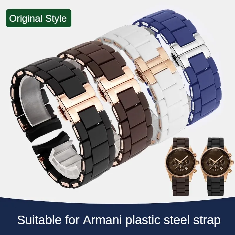 Silicone-Coated-Precision-Steel-Watch-Strap-Substitute-AR5890-5891-5906 ...