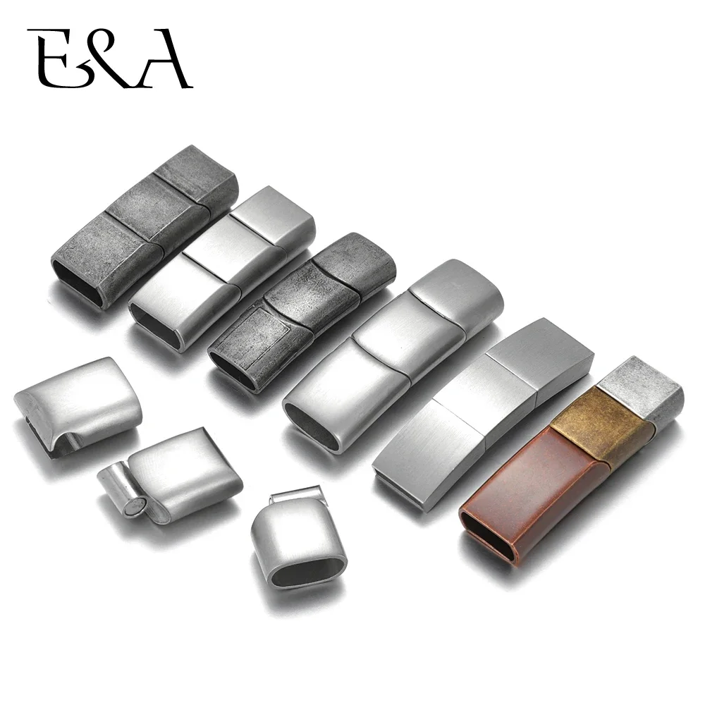 Stainless-Steel-Three-Section-Magnetic-Clasp-Leather-Cord-Extended ...