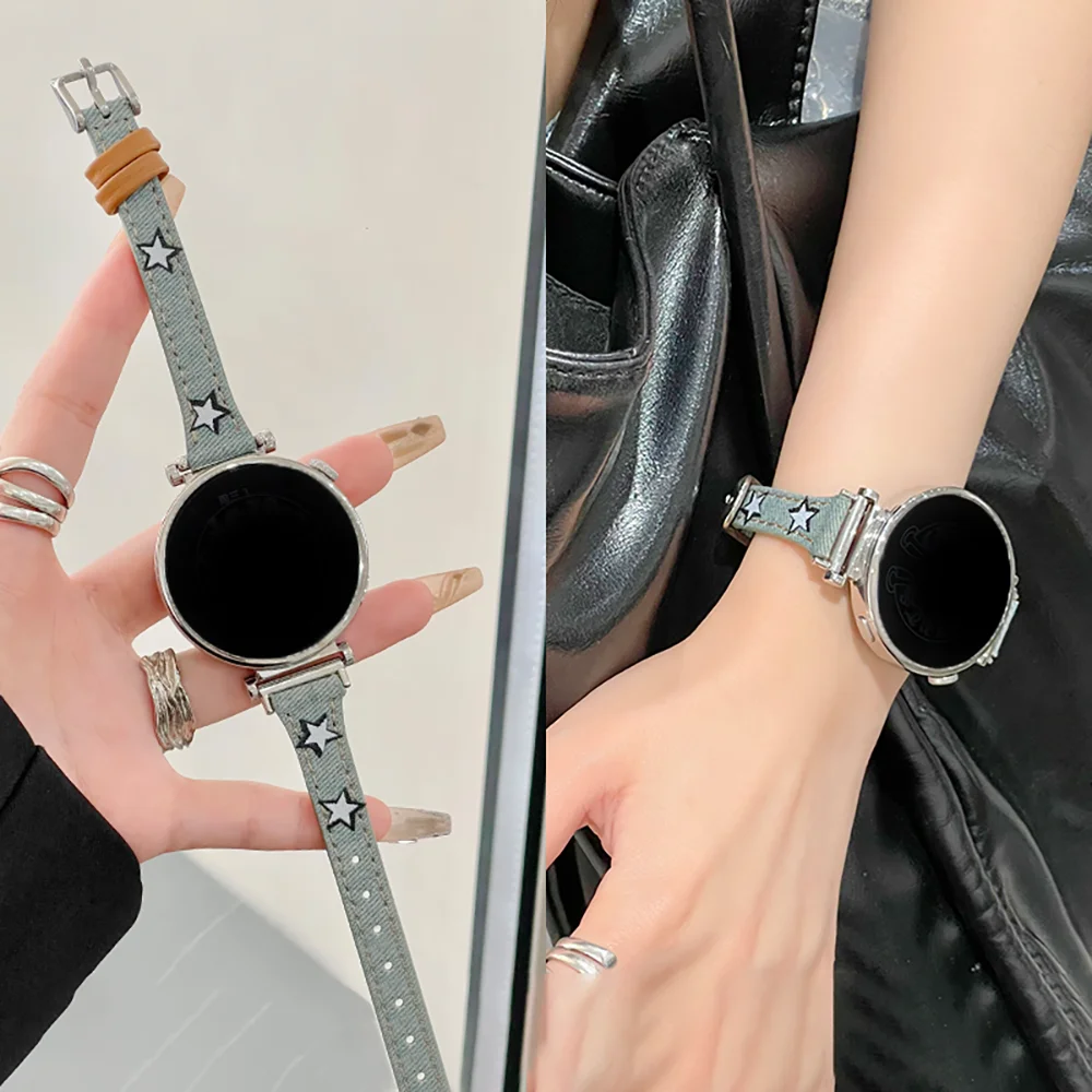 Slim Y2K Embroidery Star Leather Strap For Samsung Galaxy Watch Band 6 ...