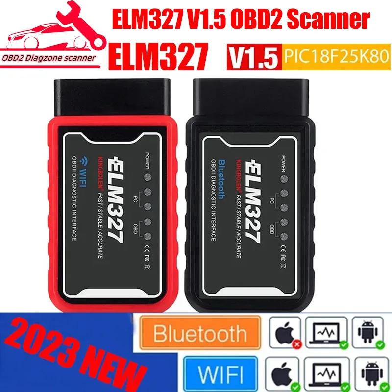 Lector de código ELM327 v1.5 PIC18F25K80, chip BT, wifi, ELM 327, escáner OBD2, herramientas de ...