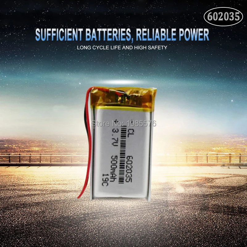 3.7v 500mah 602035 Lithium Li Ion Polymer Rechargeable Battery 602035 ...