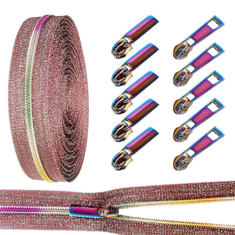 Nylon-Zipper-Tape-e-Rainbow-Zippers-Puller-Slider-Saco-Decorativo ...