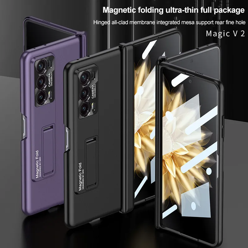 Hard-Stand-For-Honor-Magic-V2-Case-Plastic-Glass-Film-Magnetic-Hinge ...