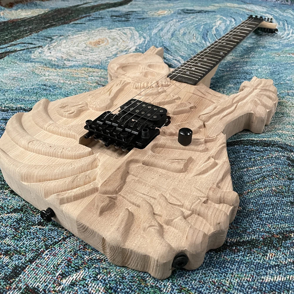 6-string electric guitar in natural wood color,double-cranked vibrato ...