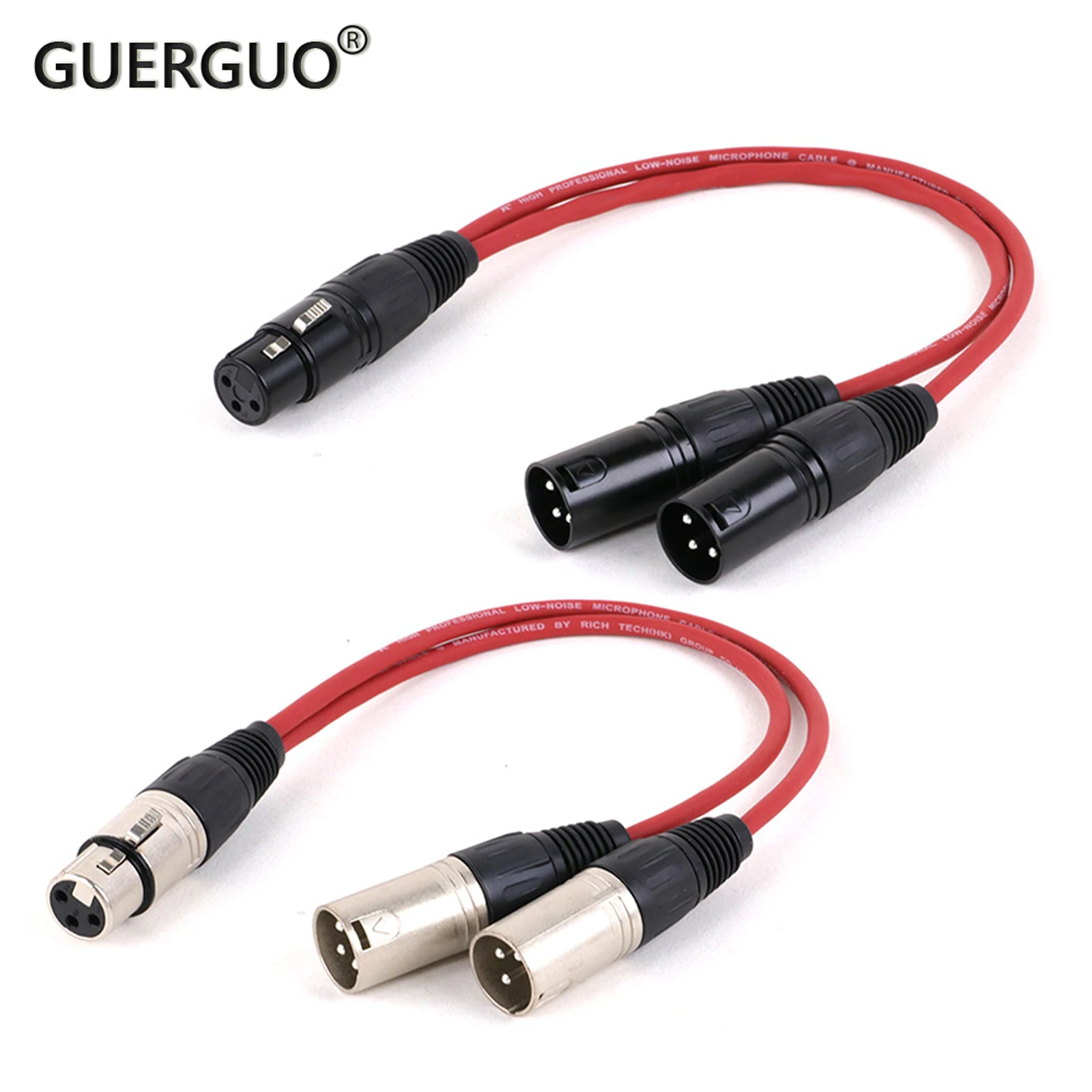 GuerGuo-Balanced-XLR-Splitter-Cable-Black-Microphone-Cord-3Pin-Female ...
