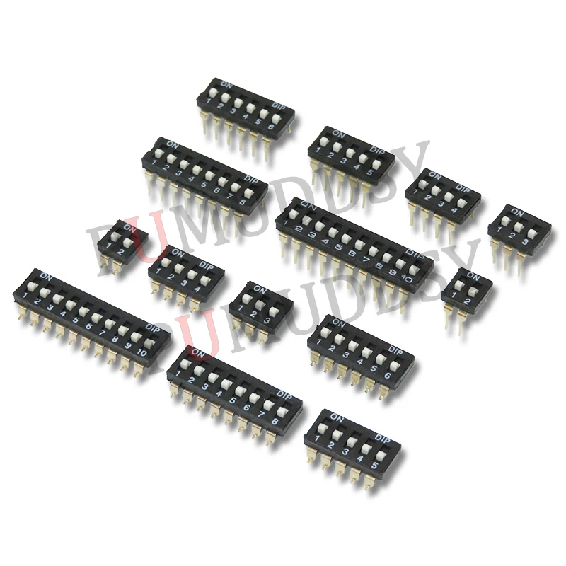 5PCS 2.54mm Pitch Slide Switch 1P 2P 3P 4P 5P 6P 8P 10P SMD DIP Black ...