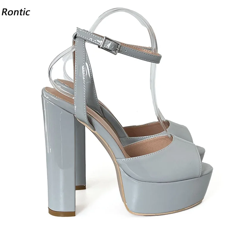 Rontic-Handmade-Women-Platform-Sandals-Ankle-Strap-Chunky-Heels-Peep ...