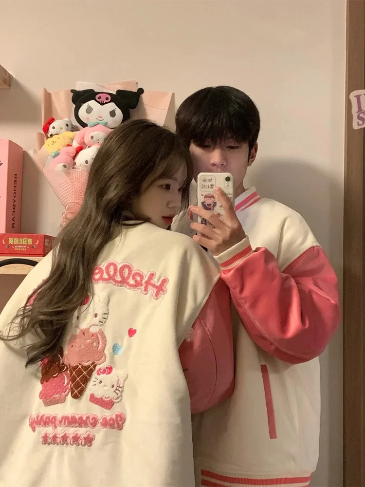 New-Sanrio-Baseball-Uniform-Hello-Kitty-Print-Hit-Color-American ...