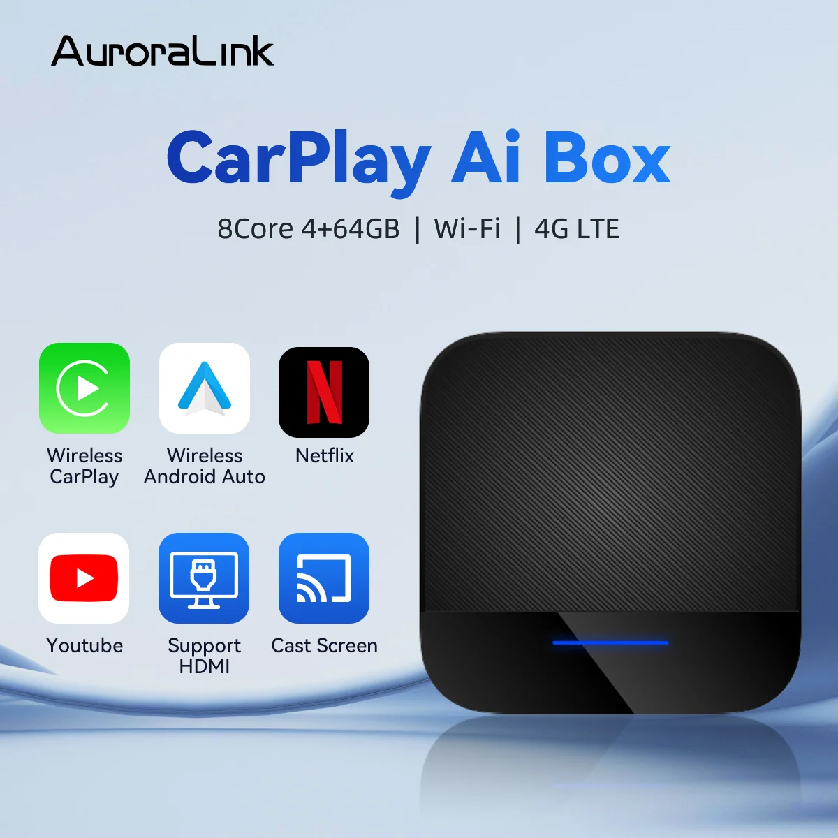 AuroraLink adaptador inalámbrico CarPlay Ai Box, Android, interfaz personalizada automática ...