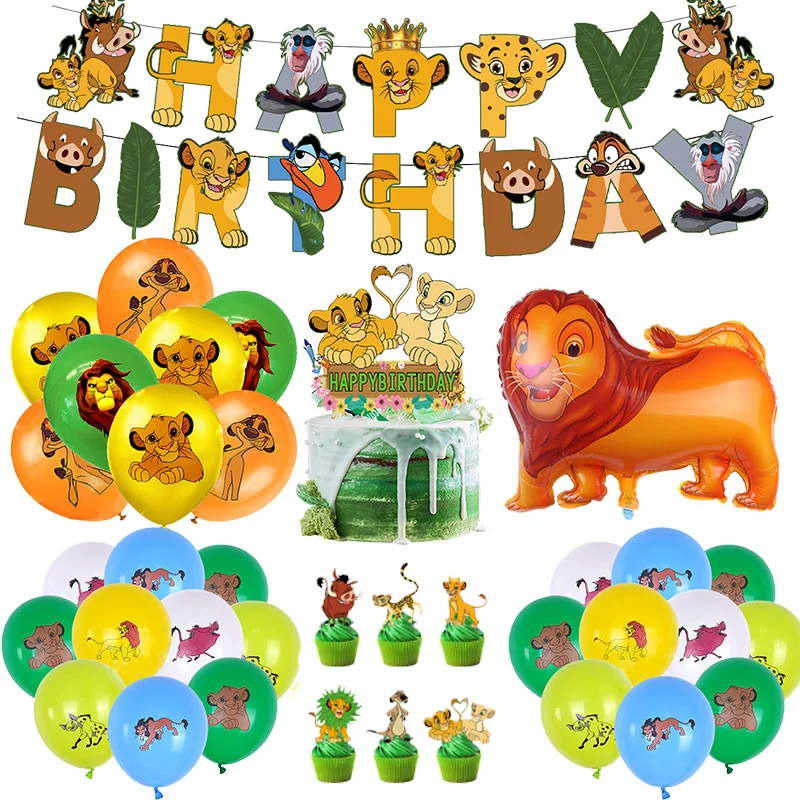 Decoraci-n-de-fiesta-de-cumplea-os-de-Disney-El-Rey-Le-n-Simba-globos ...
