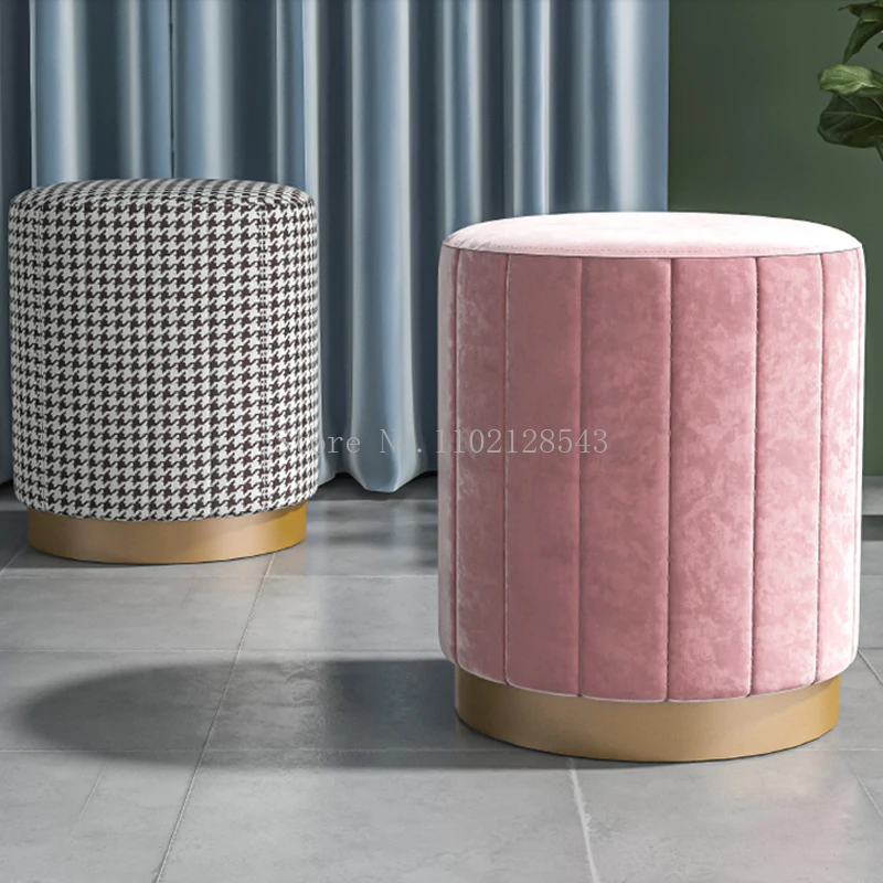 Light-Luxury-Ottoman-Pouf-Small-Round-Ottoman-Storage-Furniture-Girl ...