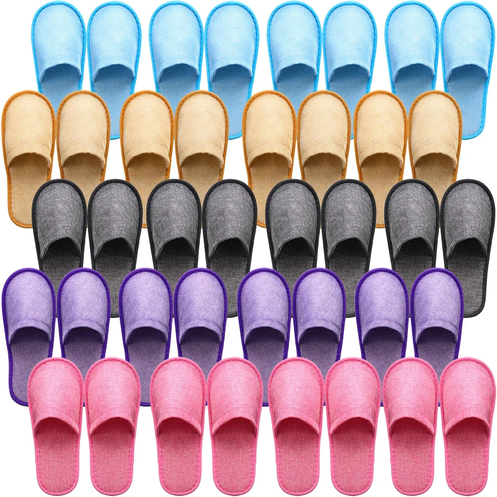 20-60Pairs-Non-Slip-Disposable-Slippers-Multi-Color-Linen-Slippers ...