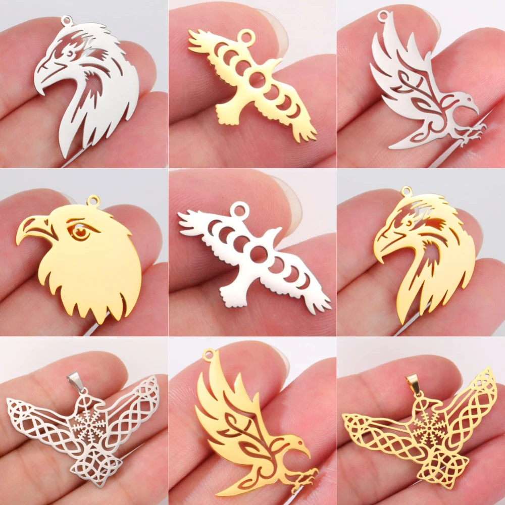 EUEAVAN 1pc Stainless Steel Eagle Pendant Gothic Wild Bird Charm ...