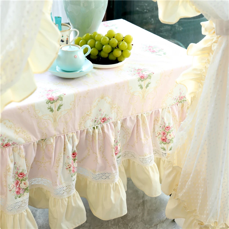 Pink-French-Tablecloth-Retro-Rose-Printed-Diningtable-Tablecloth-Room ...