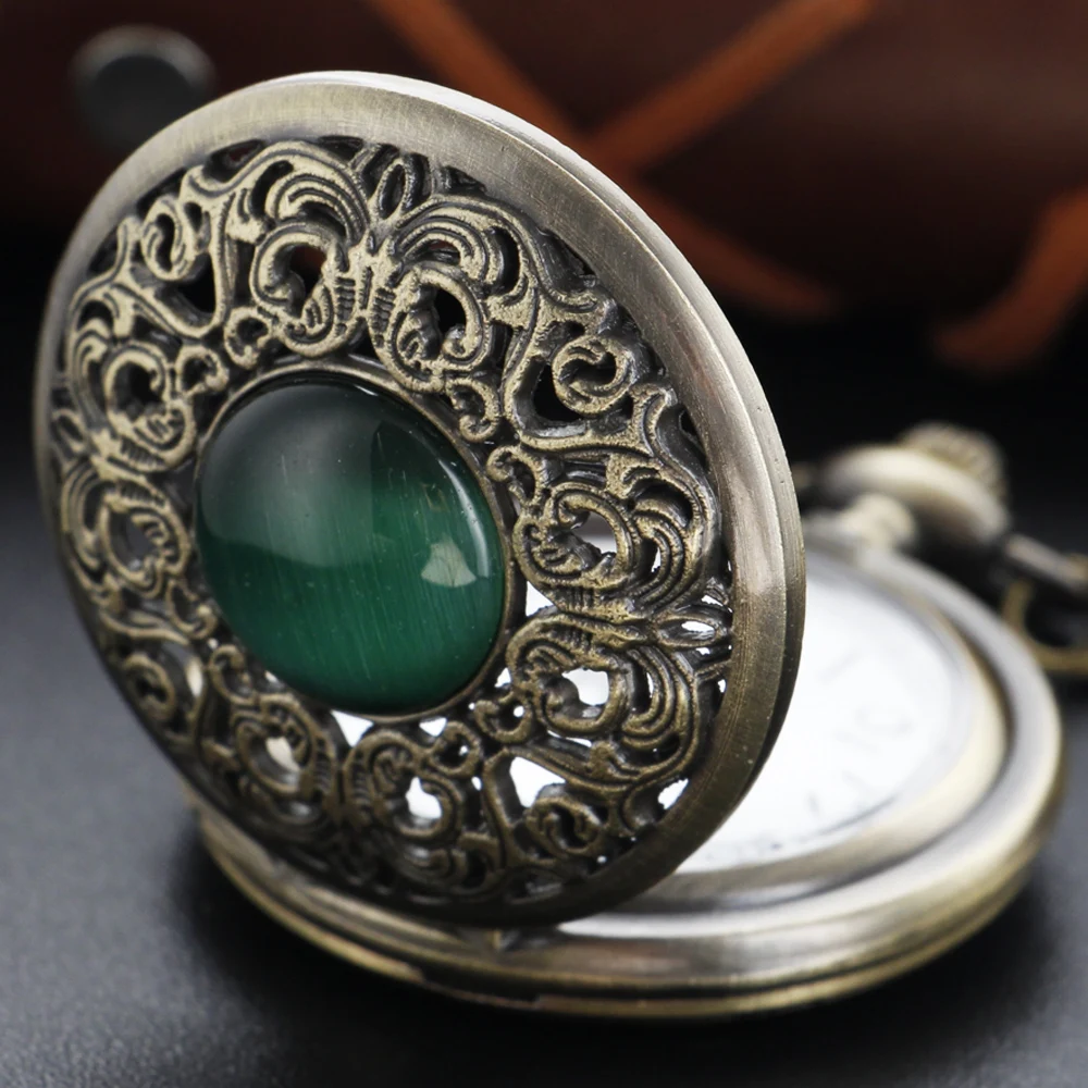 Antique Steampunk Hollow Green Crystal Emerald Imitation Stone Quartz ...