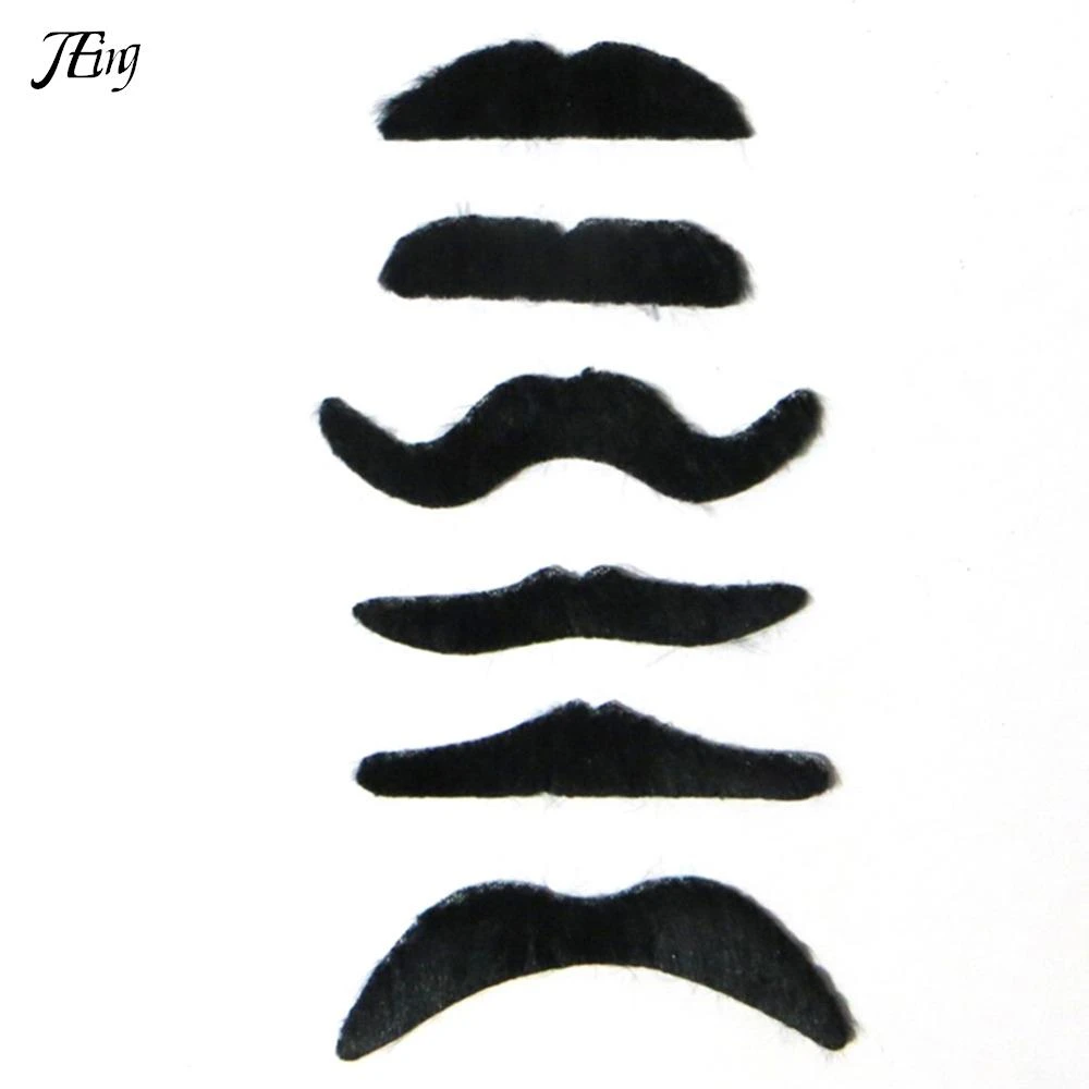 6pcs/set Black Costume Party Halloween Fake Mustache Moustache Funny ...