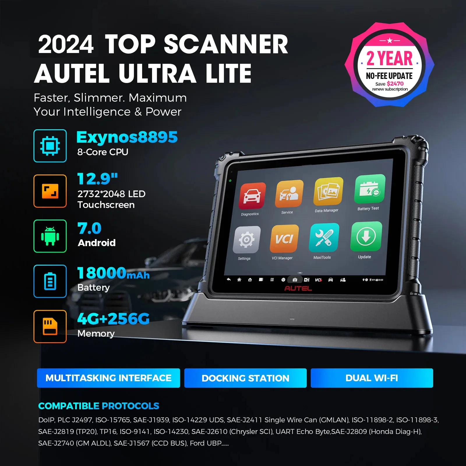 Autel-Ultra-Lite-Car-Diagnostic-Scanner-Programador-ECU-avan-ado-Auto ...
