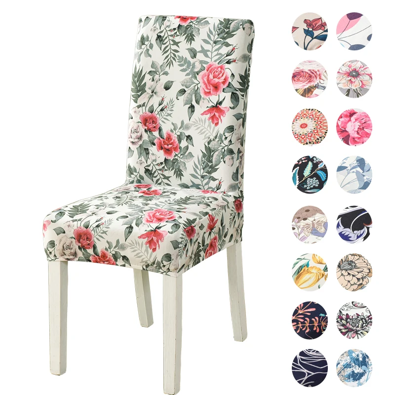 floral-Chair-Covers-for-Dining-Room-Printed-Stretchable-Dining-Chair ...