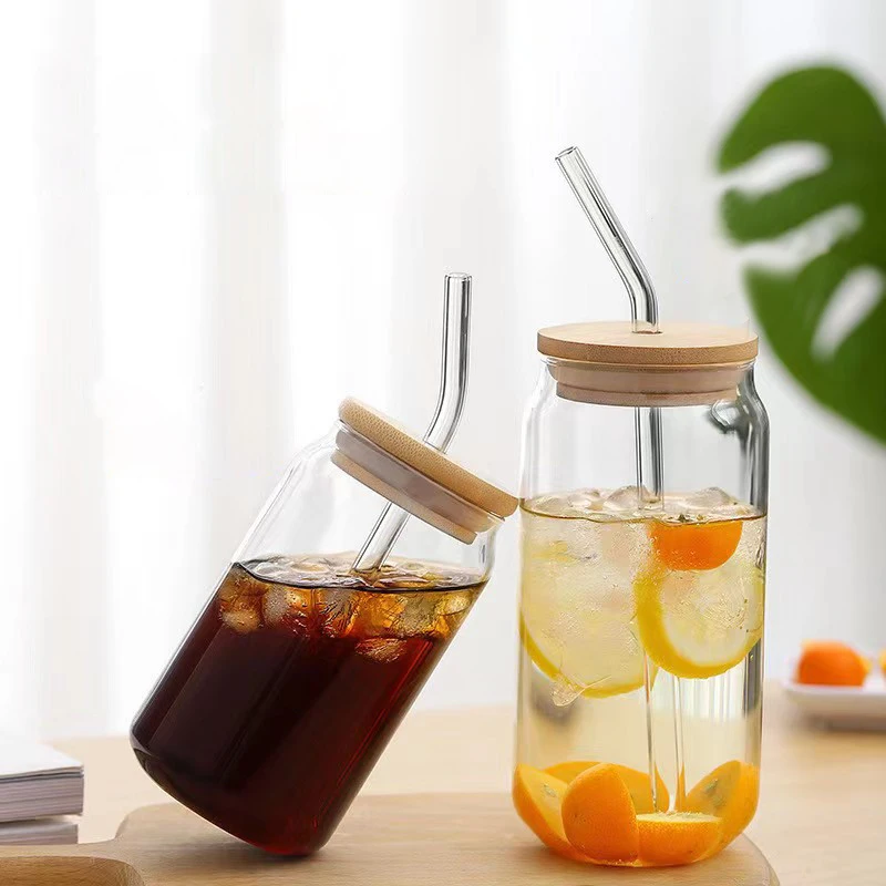 550ml-350ml-Glass-Cup-With-Lid-and-Straw-Transparent-Bubble-Tea-Cup ...