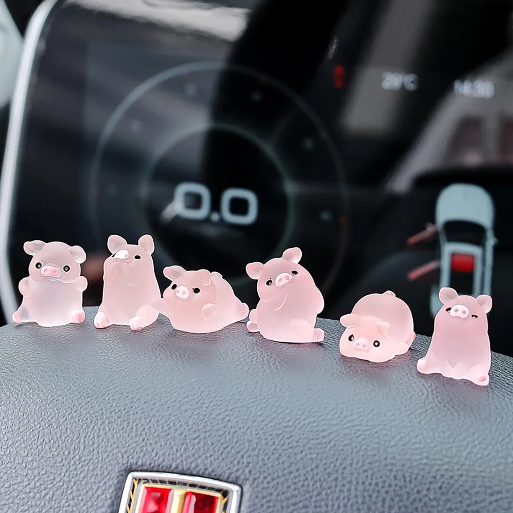Car-Center-Console-Resin-Pink-Pig-Luminous-Ornament-Car-Rearview-Mirror ...