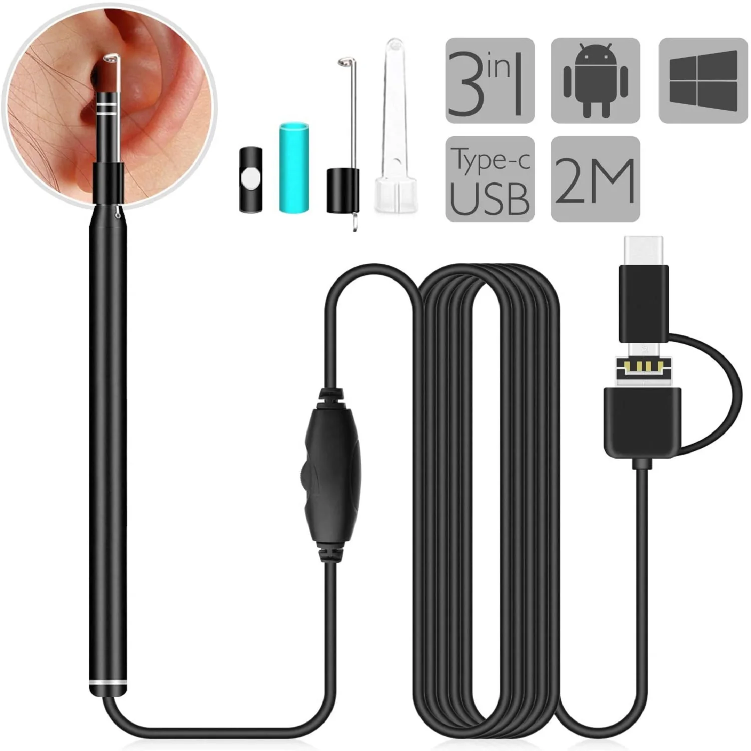 VITCOCO Ear Cleaning Inspection Camera, USB Otoscope 3 in 1 Android ...