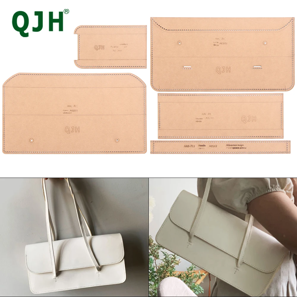 Qjh 수제 공예 Diy 숙녀 숄더백 핸드백 겨드랑이 가방 아크릴 및 크래프트지 패턴 드로잉 가죽 제작 템플릿