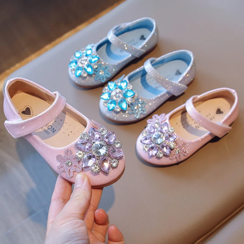 New-Spring-Girls-Princess-Shoes-Fashion-Crystal-Soft-Sole-Leather-Shoes ...