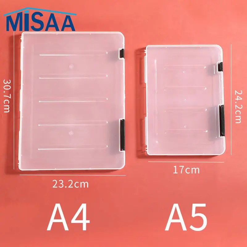 Transparent-Classification-File-Storage-Box-A4-A5-Portable-Clip-Plastic ...