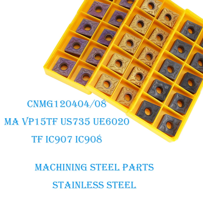 10PCS-CNMG120404-CNMG120408-MA-VP15TF-UE6020-TF-IC907-IC908-Carbide-Inserts-External-Turning ...