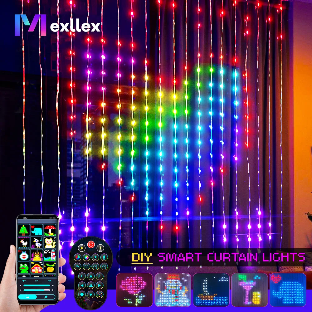 Programmable-Colorful-Smart-LED-Window-Hanging-Curtain-Lights-400-RGB ...