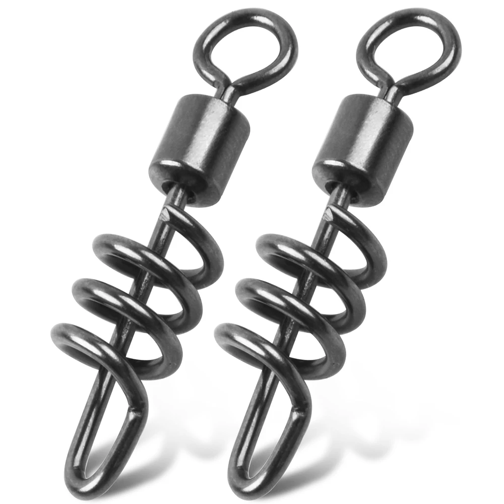 10Pcs Fishing Corkscrew Swivel Snaps Stainless Steel Fishing Barrel ...