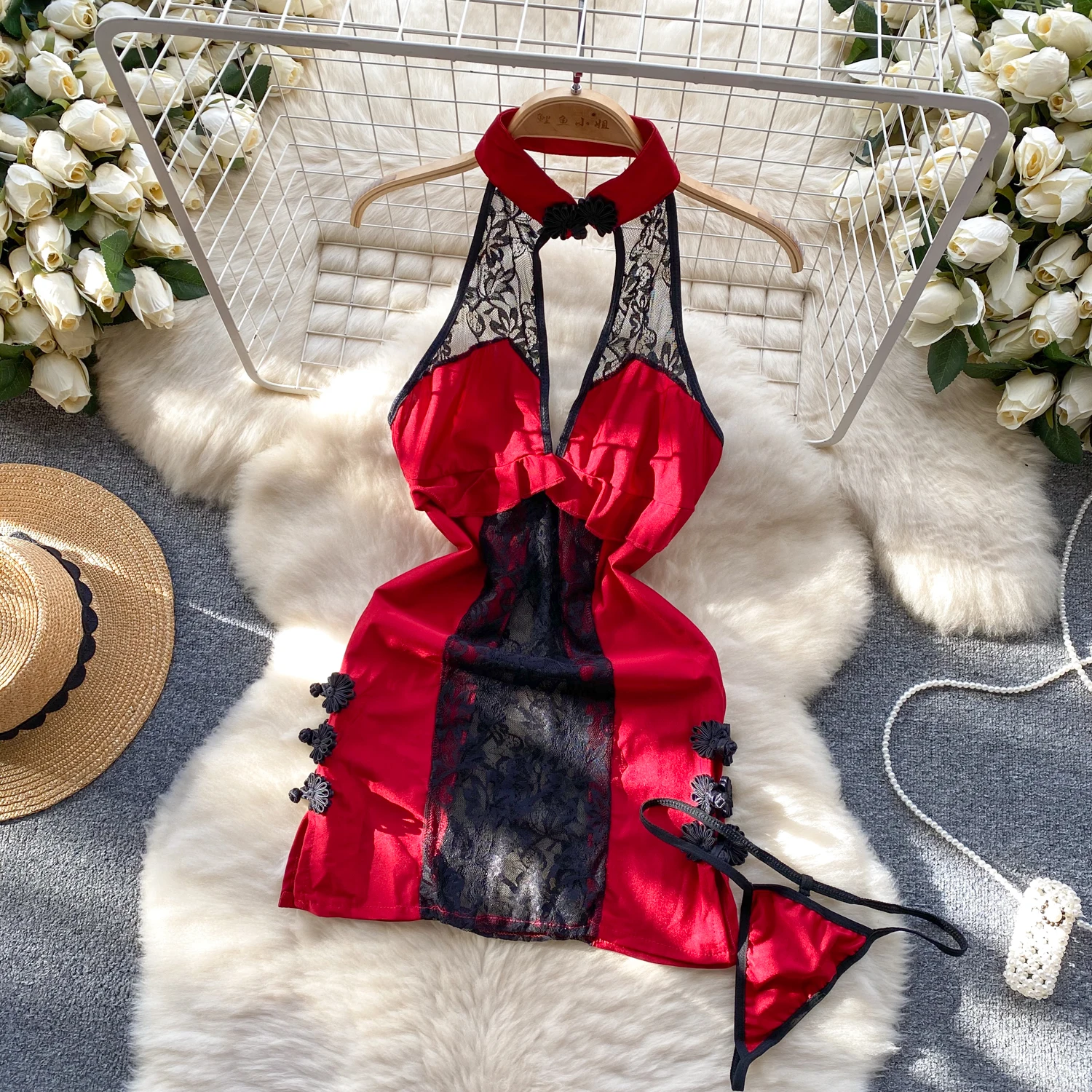 Mulheres-Veja-Atrav-s-de-Role-Play-Camisola-Mini-Roupa-Interior ...