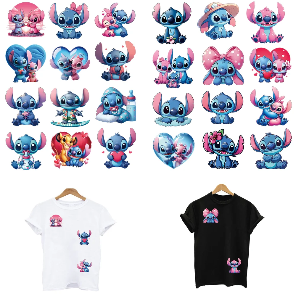 12Pcs/Lot Disney Stitch Iron On Fusible Patches Heat Thermal Transfer ...