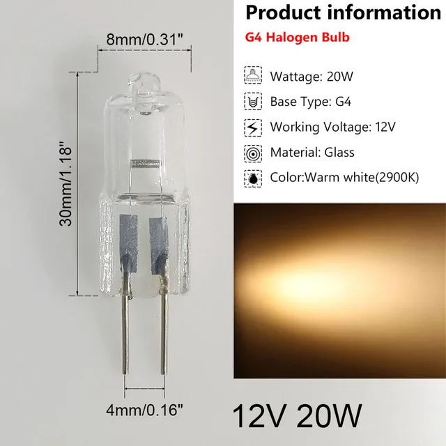 10Pcs/Lot Top Quality Halogen G4 Bulb Lamps DC12V/AC220V Type G4 Lamps ...