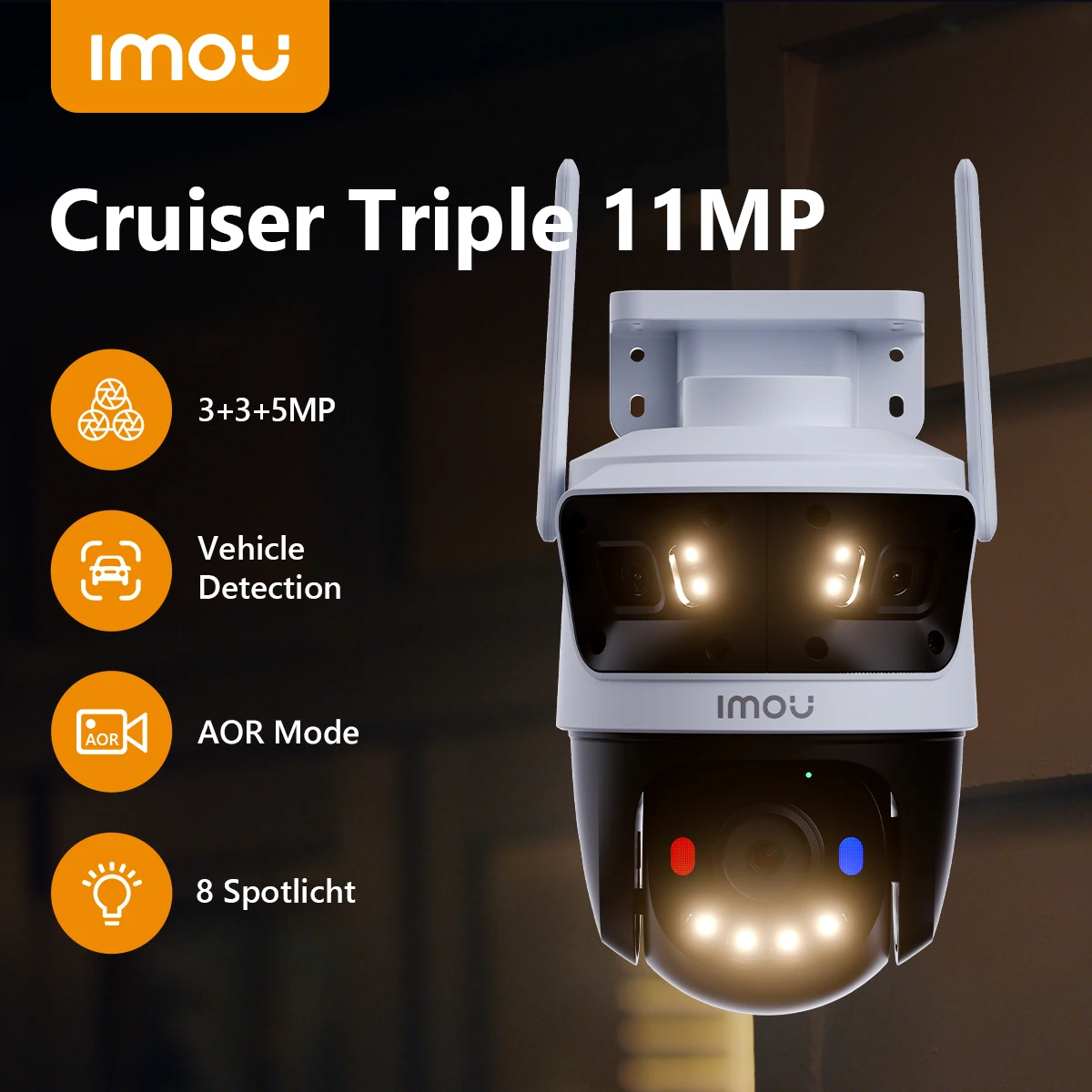 IMOU Outdoor Cruiser Triple lente de 11MP luz de advertencia roja-azul ...