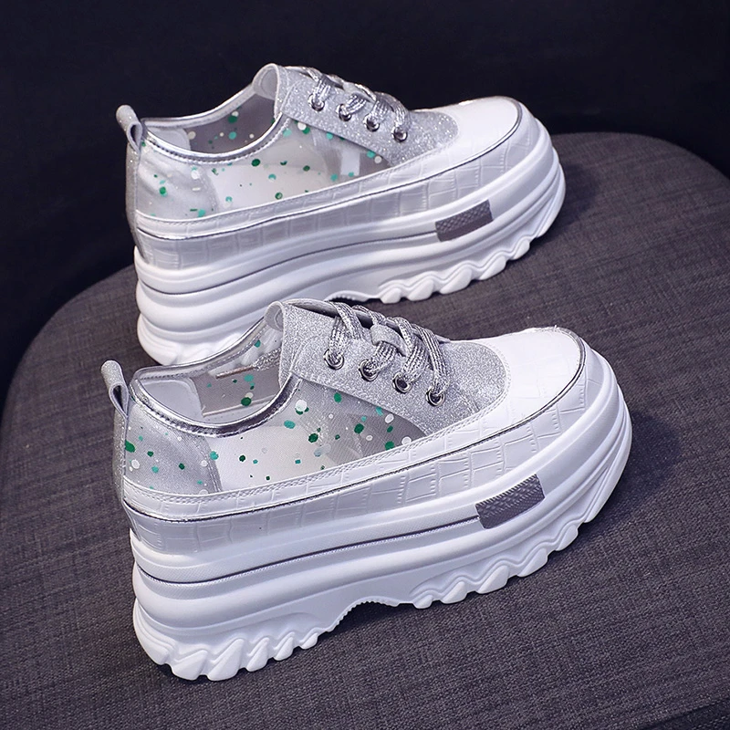 Pu-Leather-Women-Mesh-Casual-Pumps-Summer-Trend-Dots-Mesh-Wedge-Hidden ...