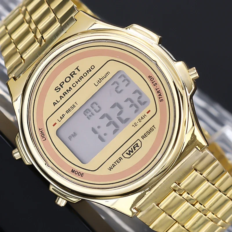 Women-Men-Unisex-Watch-Gold-Silver-Black-Vintage-LED-Digital-Sports ...