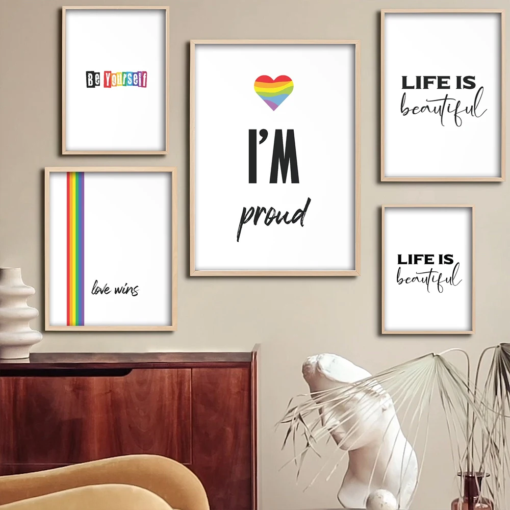 LGBT-Print-L-Am-Proud-Pride-Art-Retro-Rainbow-Flag-Lesbian-Poster-for ...