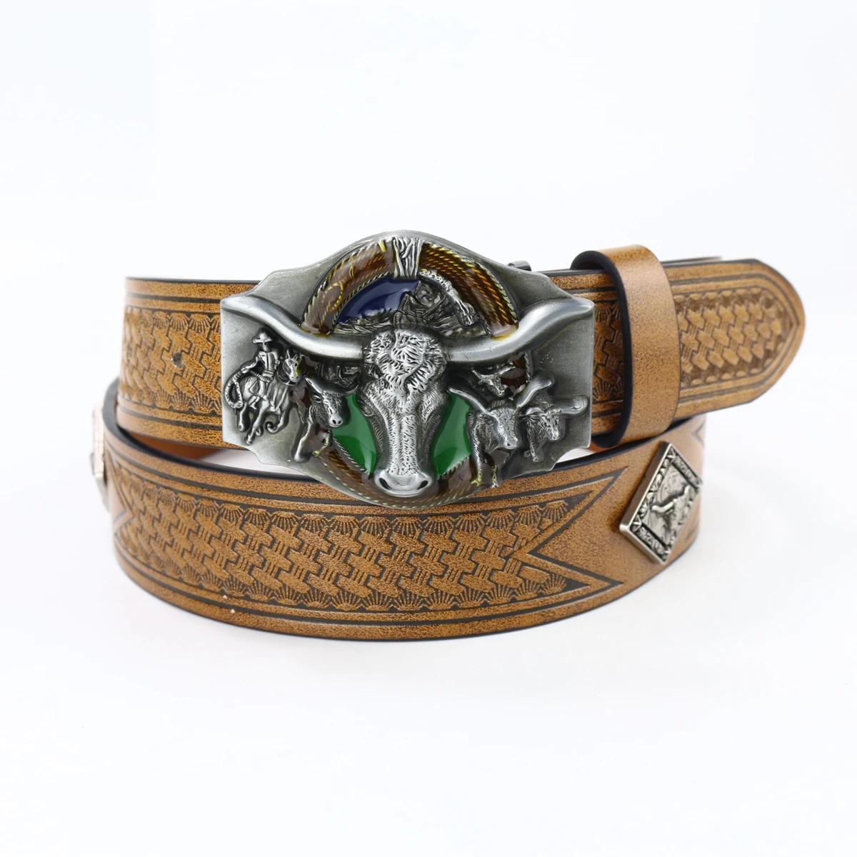 Western-cowboy-belt-bull-head-big-board-buckle-trend-retro-society ...
